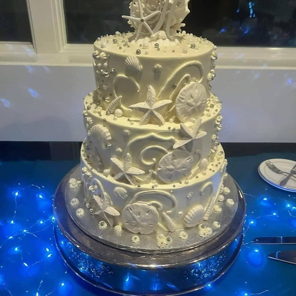 Beach Theme Wedding Cake Topper, Shell Coral Starfish Pearl Wedding ...