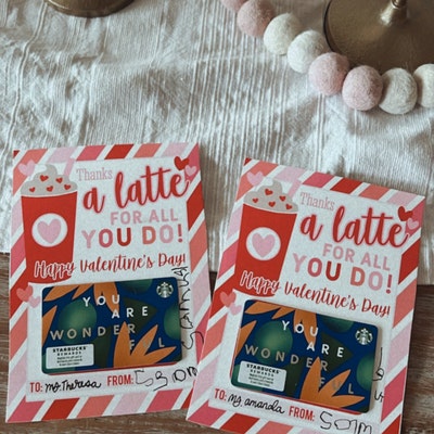 Valentine's Day Coffee Printable Gift Card Holder, Teacher Gift Card ...