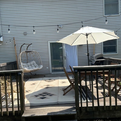 Recycled Reversible Waterproof RV Rug 9 X 12 Black and Tan Doeskin ...