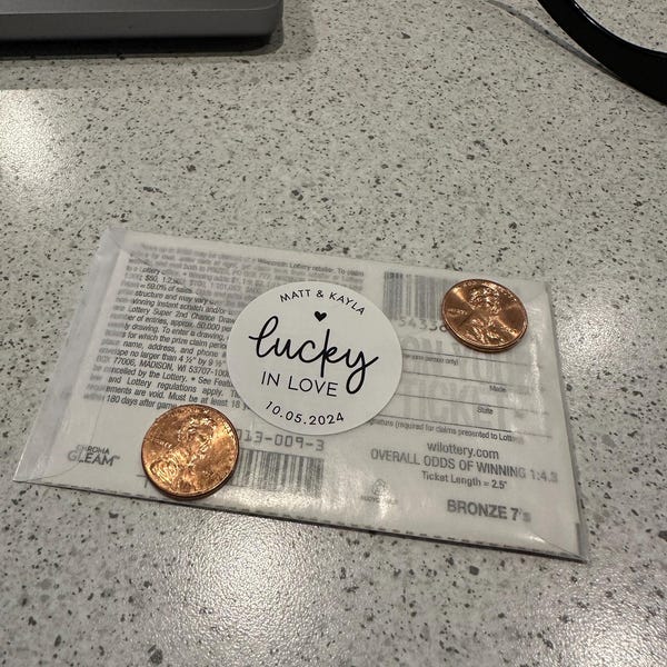 Lucky in Love Lotto Favor Stickers, Wedding Lotto Ticket Favor Stickers ...