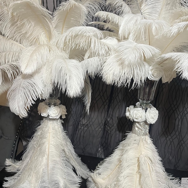 100 Pieces White Ostrich Feathers Wedding Decoration Celebration ...
