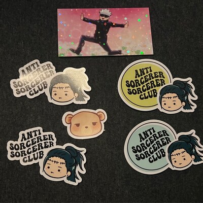 Toji Thug Life Glasses Sticker HOLOGRAPHIC JJK, Anime Sorcerer, Satoru ...