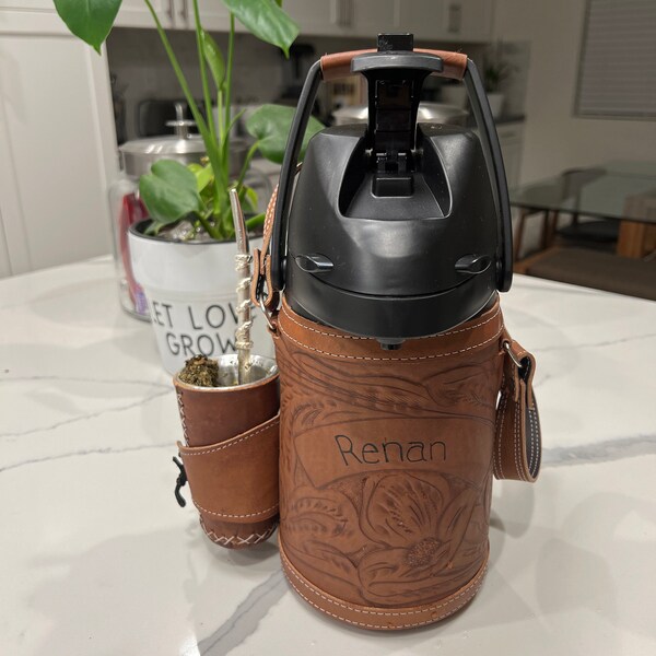 Round Small Yerba Mate Container Leather | Yerbera | Azucarera | Brown ...
