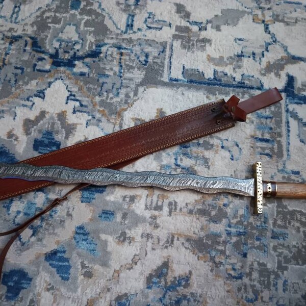 Hand Forged, Custom Damascus Steel Sword 30 Inches, Kris Blade, Keri ...