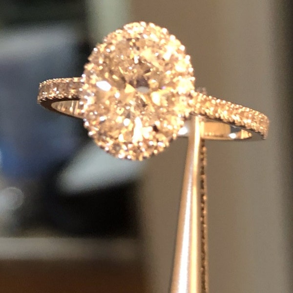 Oval Shaped Diamond Engagement Ring, 2 Carat Oval Shape, 14k White Gold ...