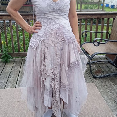 Raw Rags Bohemian Wedding Dress , High Waisted Vintage Style , Wedding ...