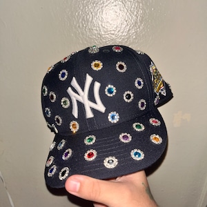 Pearl Jeweled Rhinestone NY Fitted Cap - Etsy