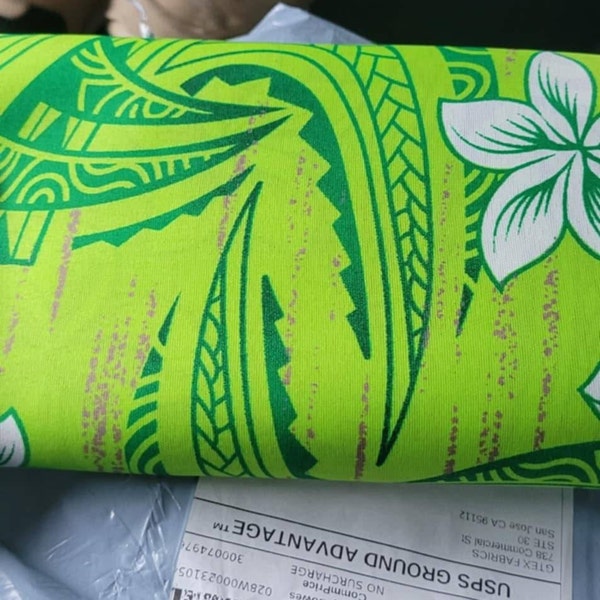 Hula Dreams: Polynesian Print Fabric With Plumeria Floral and Tribal ...