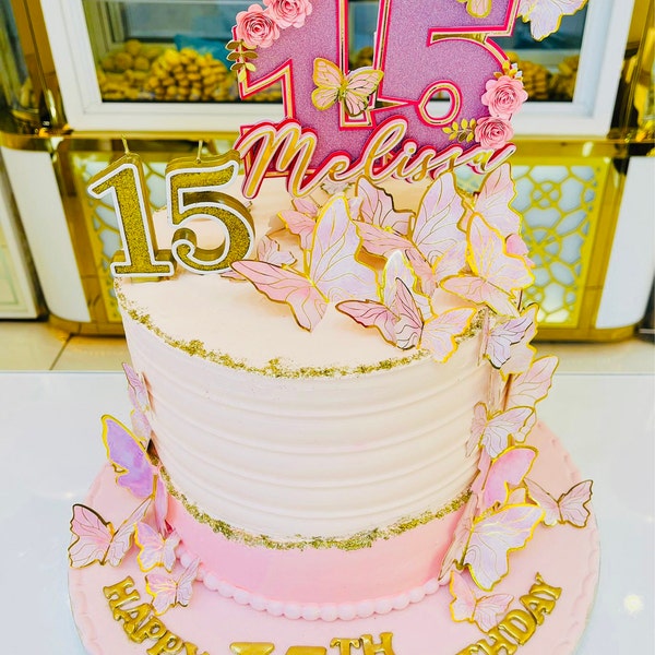 3D Floral Butterfly Number Birthday Cake Topper - Etsy