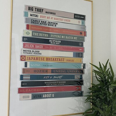 Personalised CD Stack Print, Retro Music Poster, Custom Favourite Song ...