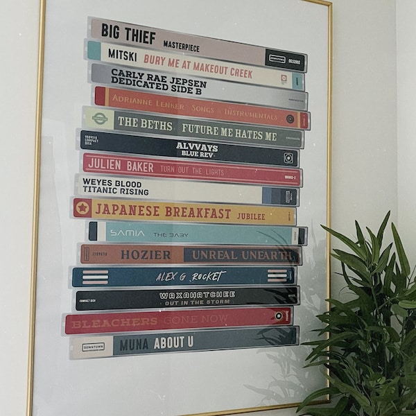 Personalised CD Stack Print, Retro Music Poster, Custom Favourite Song ...