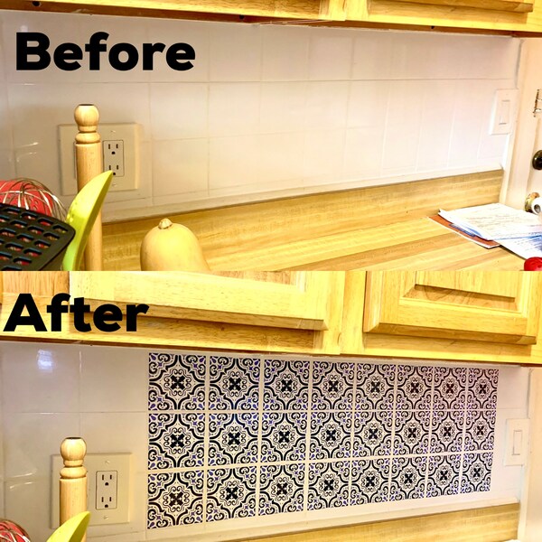 Blue Moroccan Full Tile Decal Vinyl Stickers Pack / Floor Flooring ...