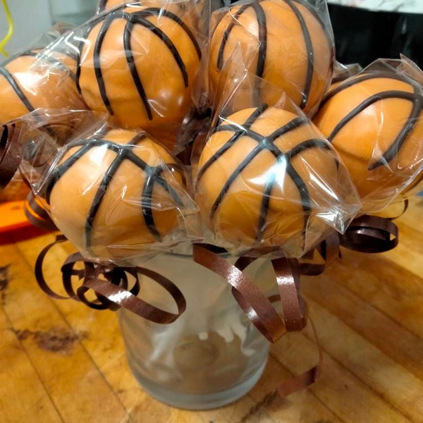 Basketball Cake Pops: Gourmet Chocolate Favors, Sports Theme (24 Count ...