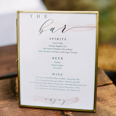 The Bar Menu Sign Bar Menu Sign Printable Wedding Bar Menu - Etsy