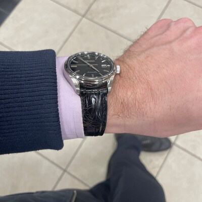 Aiiigator Hornback Black Leather Brim Hat for Men, Luxury Genuine ...