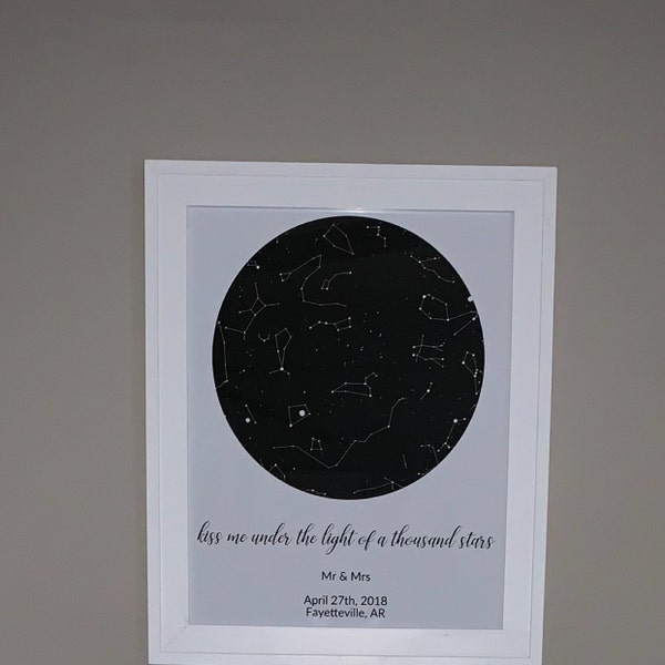 Custom Star Map by Date Printable Valentines Day Gift for Him or Her ...
