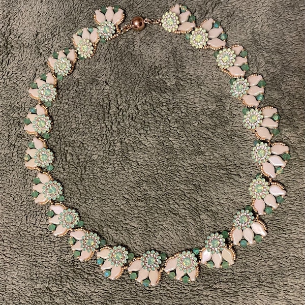 Olivia Necklace Spiral -beading Tutorial-seed Bead,olive Bead-czech ...