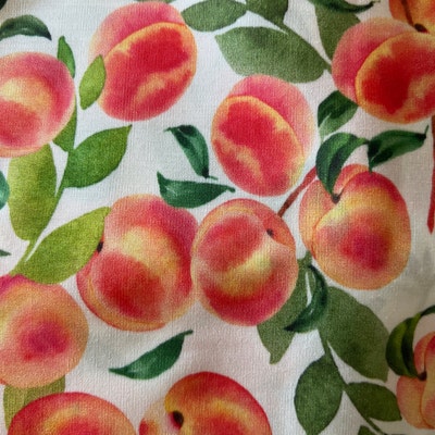 Peaches Fabric Watercolor Peaches by Hipkiddesigns Peach Pink Green ...