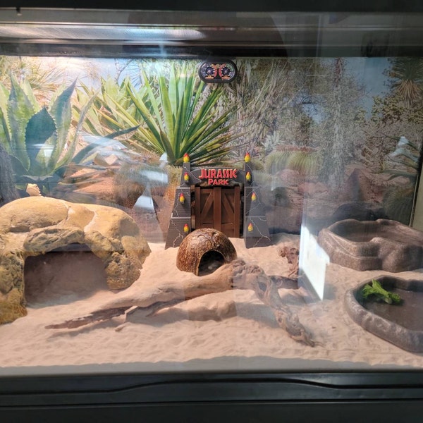 Jurassic Park Dinosaur Gate Terrarium Decor | Reptile Tank Diorama ...