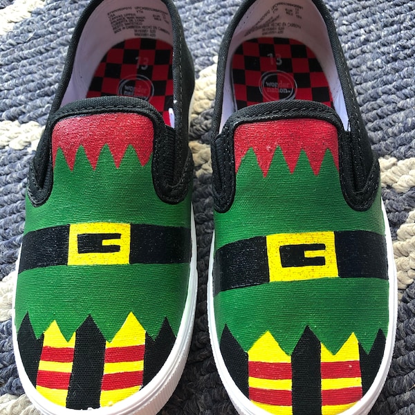 Hand PAINTED ELF SHOES, Christmas Shoes, Baby/toddler, Child/youth, and ...