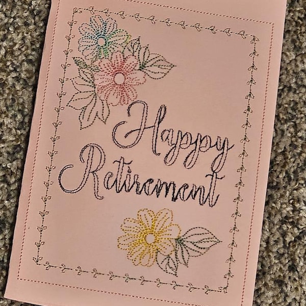 Greeting Card - Happy Retirement - Machine Embroidery Design for Card ...