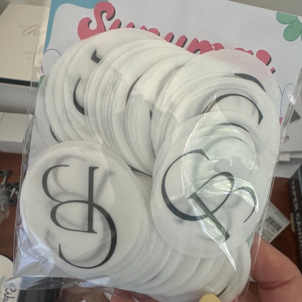 50 Personalized Monogram Edible Cupcake Topper and Cocktail Drink ...