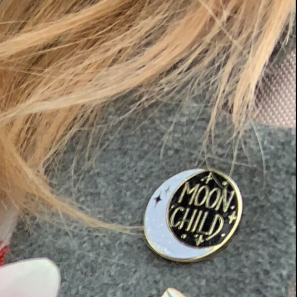 Moon Child Enamel Pin, Moon Child, Moon Phase, Hard Enamel, Glitter ...