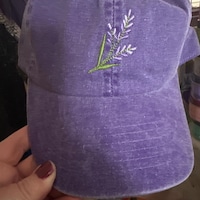 Lavender Embroidered Purple Blue Flower Baseball Cap, Washed Cotton ...