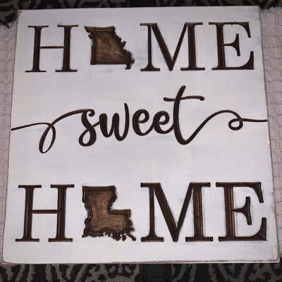 Home Sweet Home Two States Sign, Different States, Long Distance Gift ...