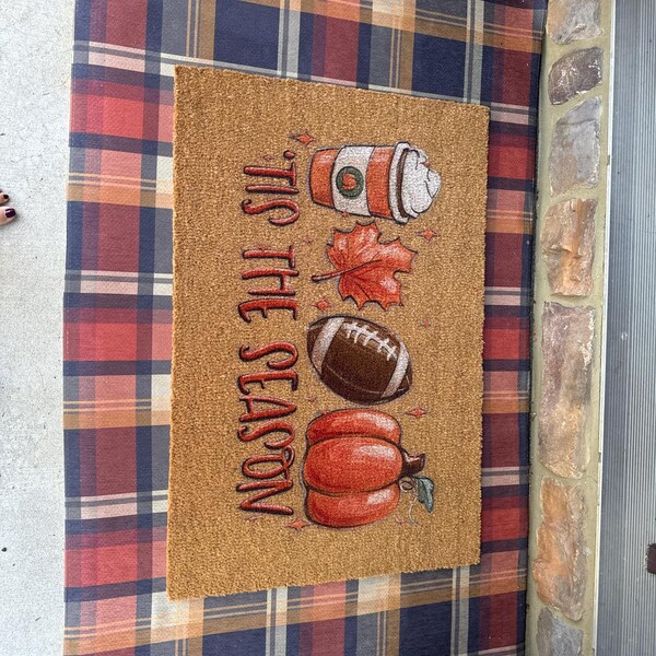 Vintage Christmas Plaid Indoor/outdoor Rug | Winter Front Porch Decor ...