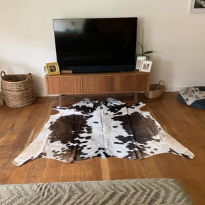 Genuine Cowhide Rugs Exotic Cow Skin Rugs Brown and White Hair-on ...