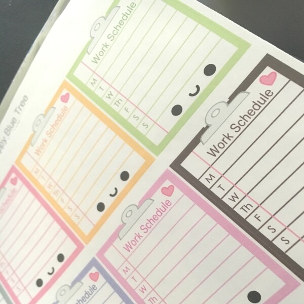 Happy Work Schedule Clipboard Full Box Reminder Kawaii Stickers ...