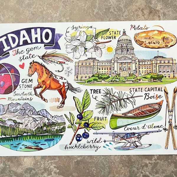 Idaho Postcard. the Gem State. - Etsy
