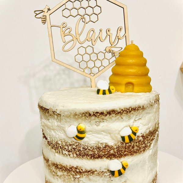 Custom Bee Age or Name Cake Topper | Bumble Bee Birthday Cake Topper ...