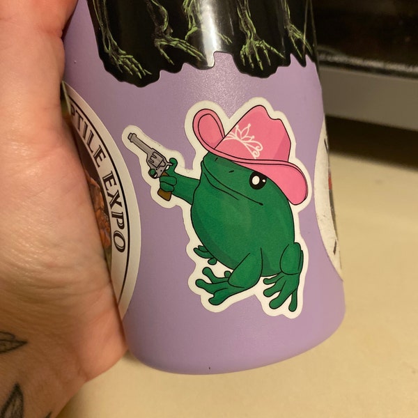 Cowboy Frog Sticker | Vinyl Sticker | Weatherproof and Scratch ...