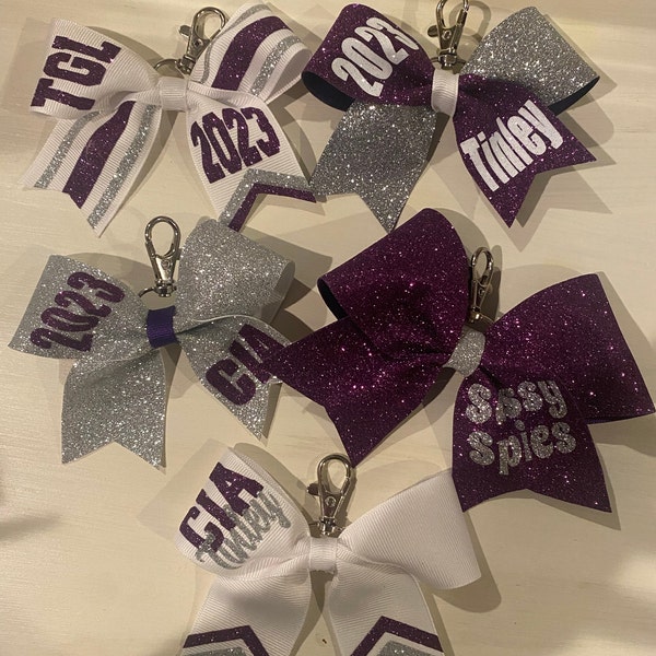 Cheer Bow Key Chain or Back Pack Bow. Customized in Your Colors - Etsy