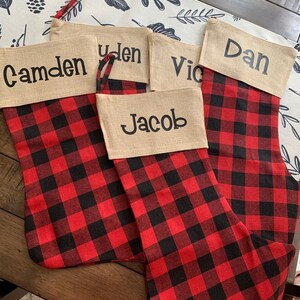 Buffalo check Christmas Stocking Personalized Plaid | Etsy