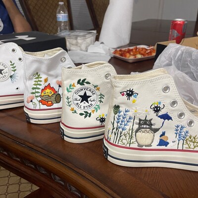 Pet Embroidered Converse, Cat Embroidered Converse, Flower Shoes Custom ...