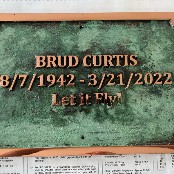 Cast Copper With Verdigris Background House Decorative Plaque Sign ...