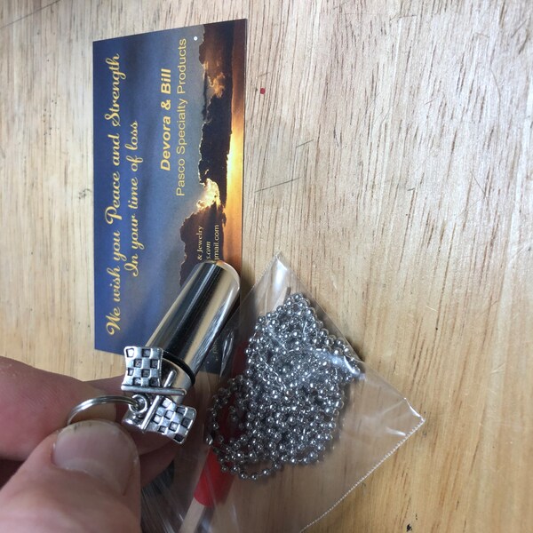 Cremation Urn & Vial on 24" Ball Chain Necklace With Racing Flags ...