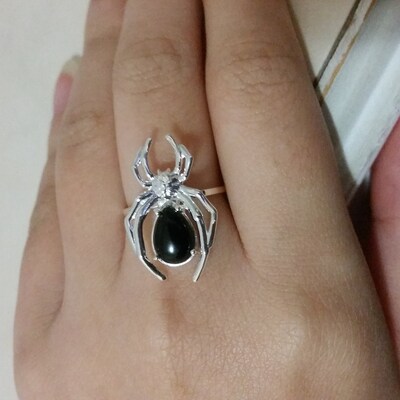 Spider Gemstone Ring Garnet, Moonstone, Onyx, Stacking Rings, Spider ...