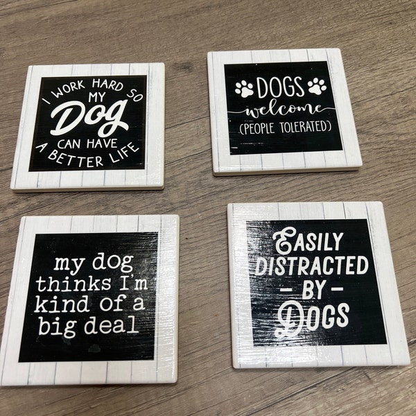 Funny Dog Coasters, Funny Dog Coaster Gift, Mix and Match Set of 4-8 ...