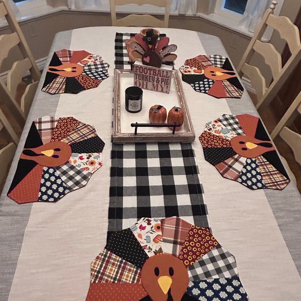 Gobble Gobble - Turkey Placemat Pattern - Downloadable Version - Etsy