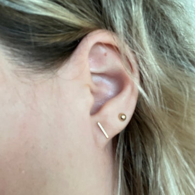 14K Gold Bar Stick Earring-gold Bar Earring-screw Back Earring ...