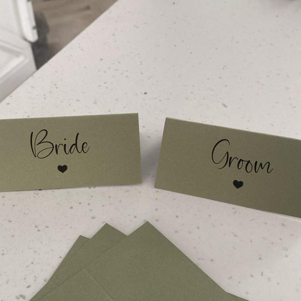 Personalised Place Cards Folded Wedding Place Names Custom Minimalist ...