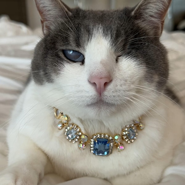 Crystal Cubic Pet Necklace: Pink, Yellow, Blue Costume Collar - Etsy
