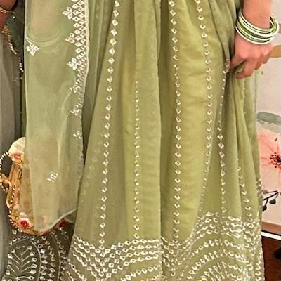 Designer Grey Georgette Lehenga Choli With Georgette Material and ...