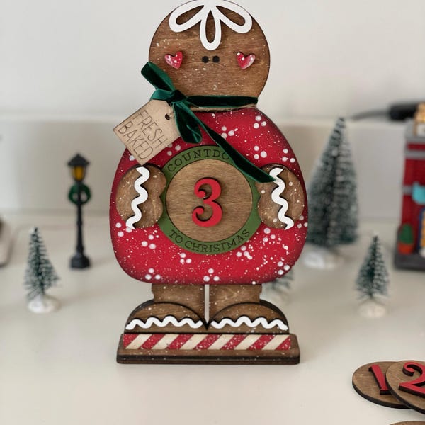 Standing Countdown Gingerbread SVG Laser Cut File | Christmas SVG File ...