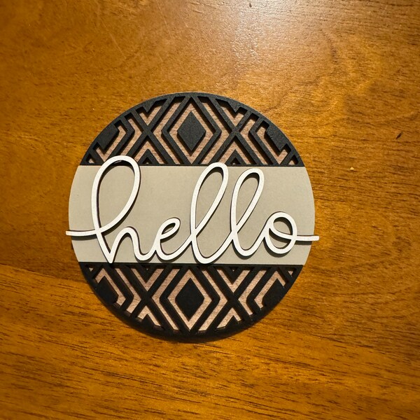 Hello Geometric Welcome Sign, Digital Download, Round Door Hanger Svg ...