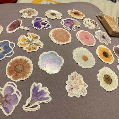 Pressed Flowers Stickers Set, Dried Flowers Stickers Pack, Floral ...